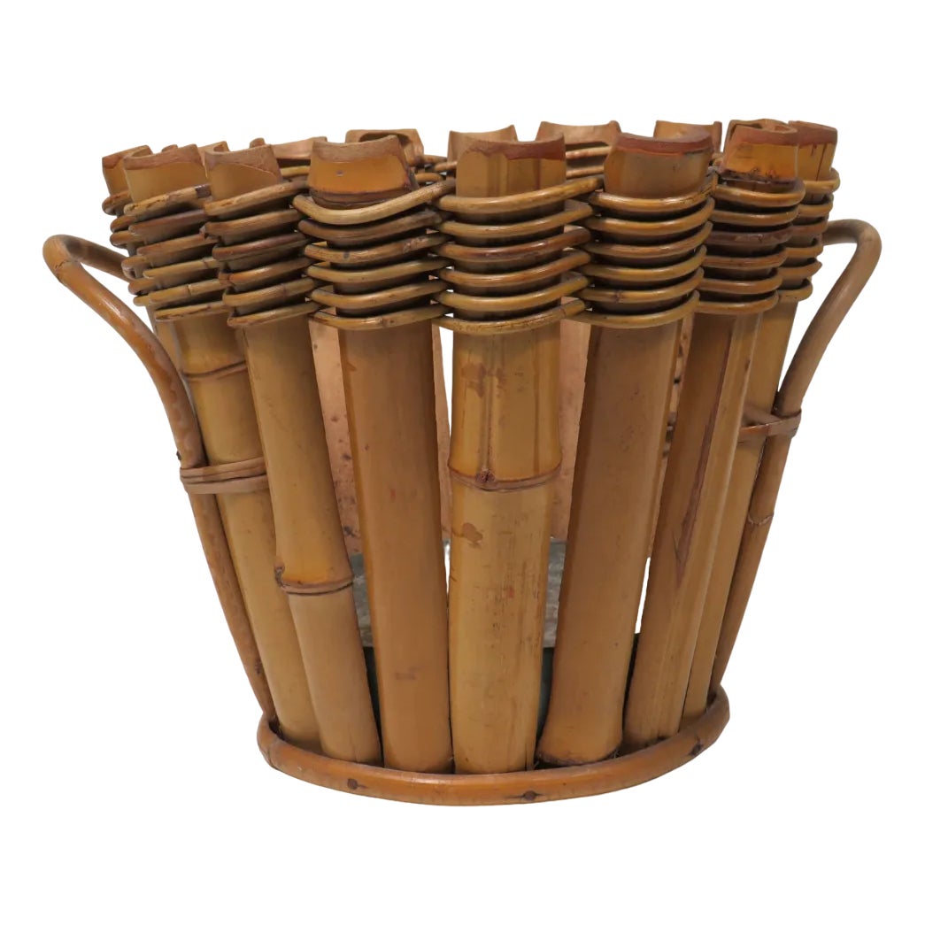 French Bamboo Cache Pot, 1950s | Chairish