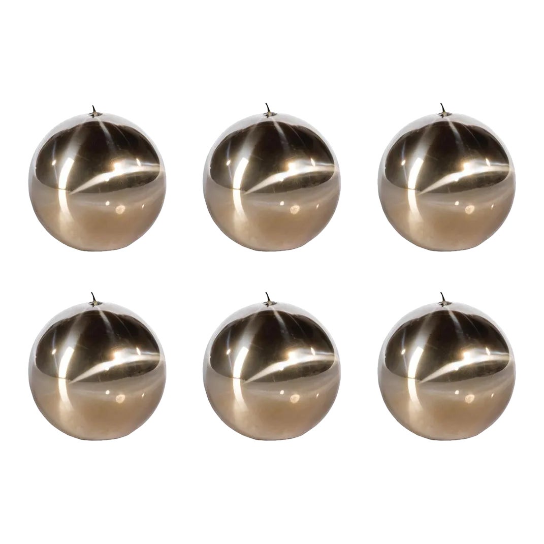 Titanium 4" Gold Ball Candles, Set of 6 | Chairish
