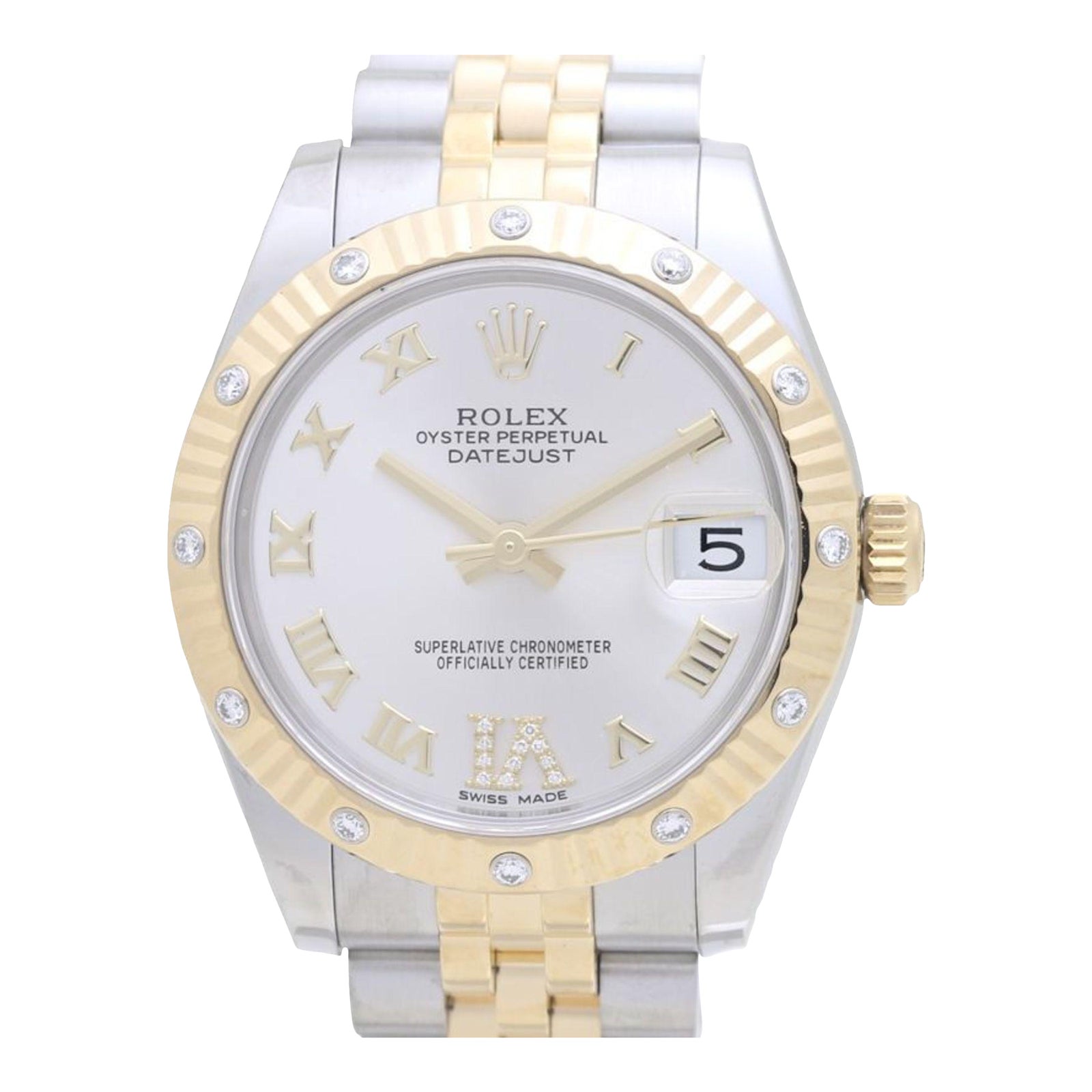Rolex Datejust 31 178313 White Shell Diamond K18Yg Yellow Gold X ...