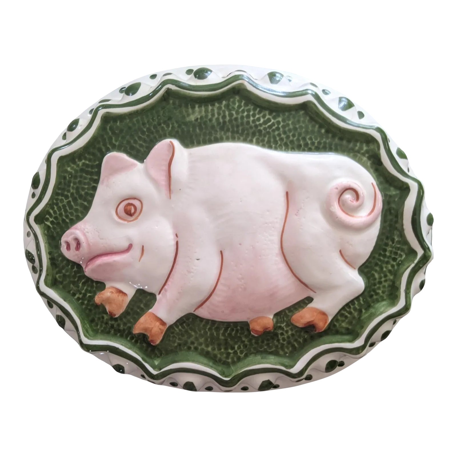Vintage Italian Ceramic Pig Mold Wall Hanging | Chairish