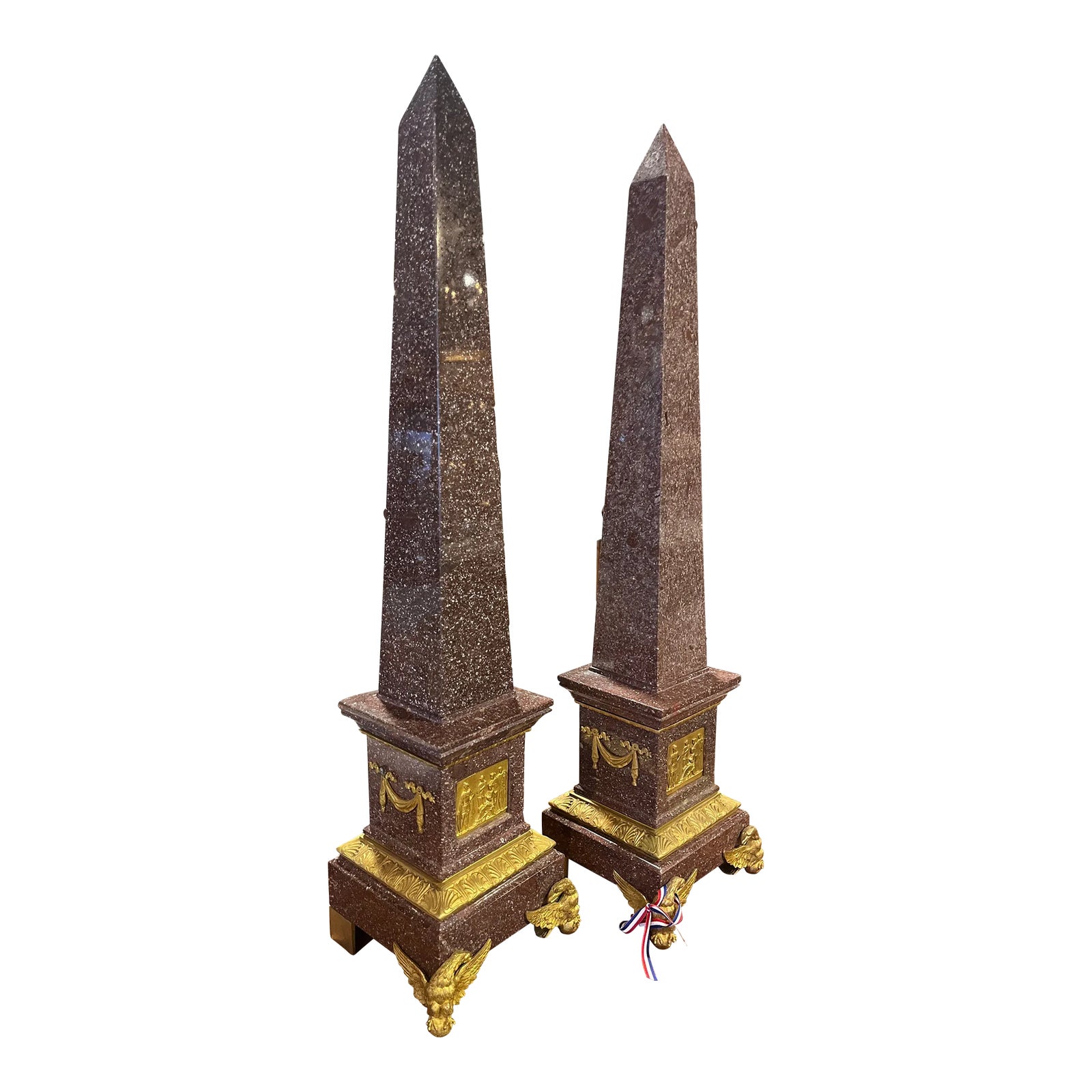 Pair of 19th Century French Egyptian Revival Porphyry Obelisks With ...