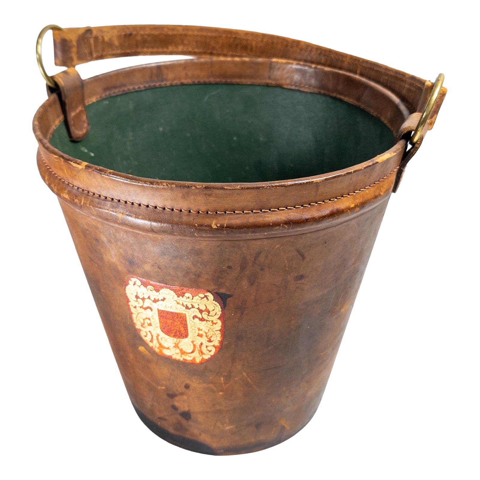 Mid-Century English Leather Fire Bucket Basket by Brooks Brothers ...