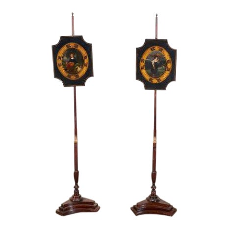 Early 19th Century Regency Polychrome Painted Pole Screens - a Pair ...