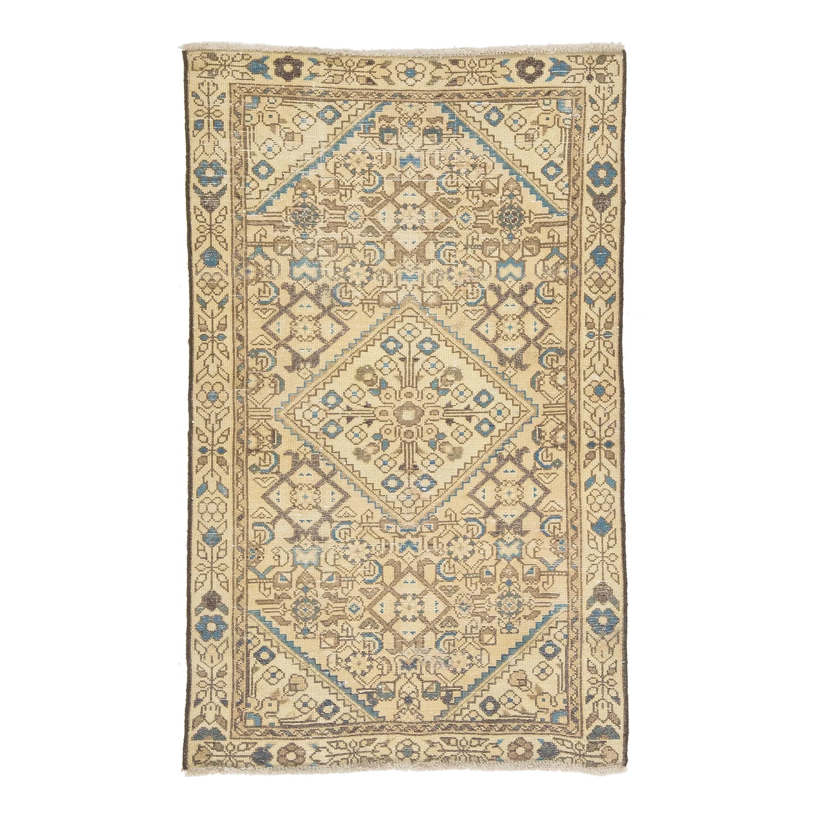 Vintage Persian Beige Wool Rug With Allover Design | Chairish