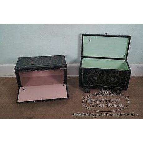 Vintage Studded Hand Painted Chests - a Pair | Chairish
