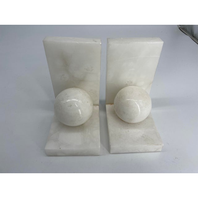 Alabaster Sphere Bookends | Chairish