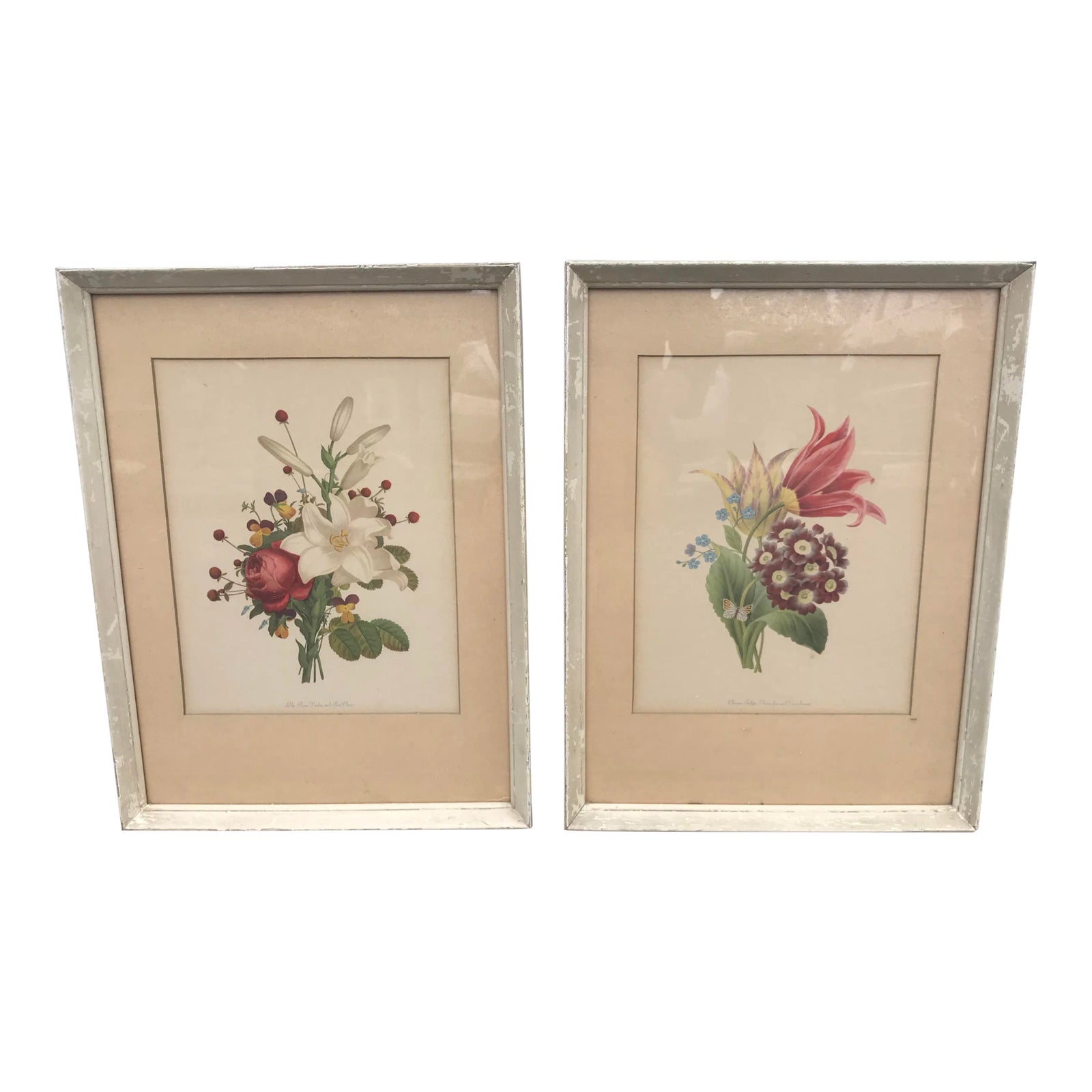 Large Flower Bouquet Framed Prints - a Pair | Chairish