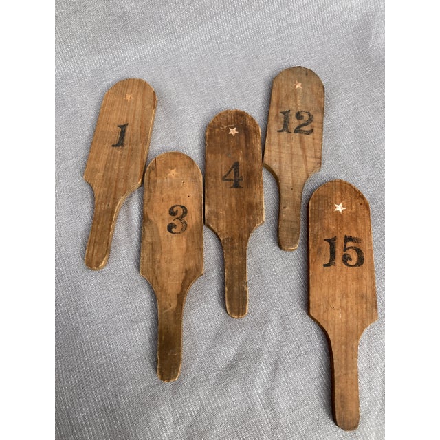 Early 20th Century Antique Wooden Auction Paddles Set of 5 | Chairish
