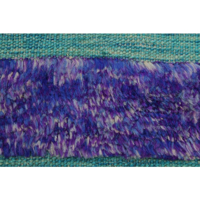 Abstract Moroccan High-Low Green/Blue Wool Rug - 9'11'' X 12'10 ...