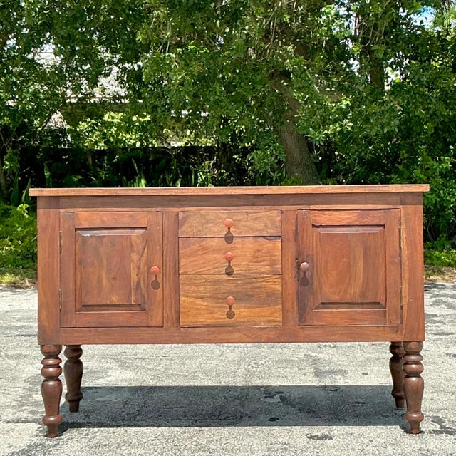Late 20th Century Vintage Boho Rustic Credenza | Chairish