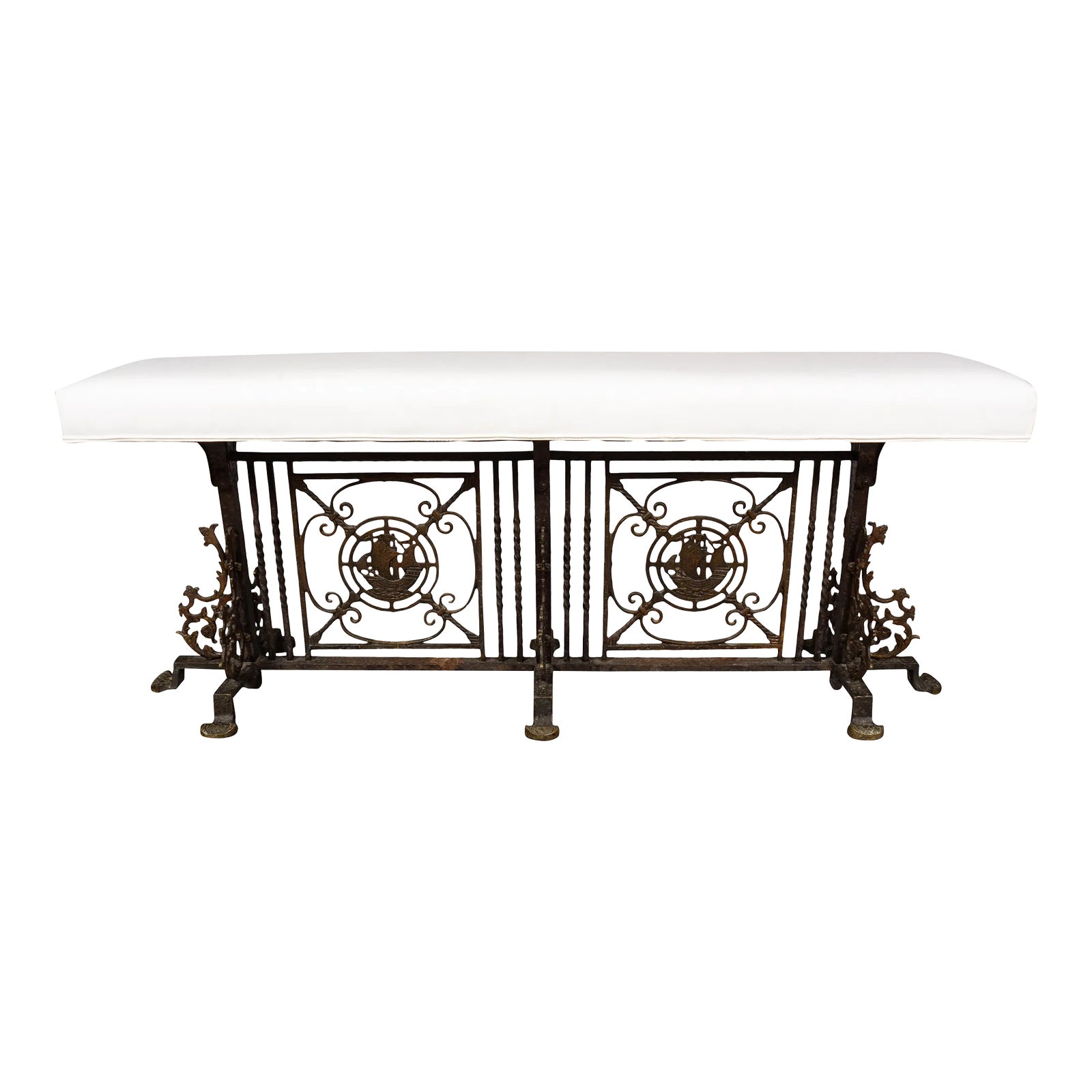 Oscar Bach Wrought Iron Bench | Chairish