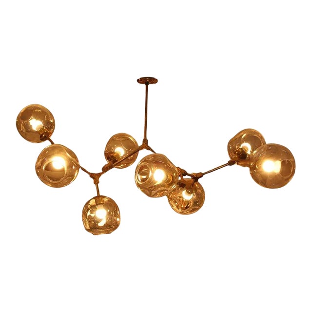 Mid-Century Modern Style Linear Sputnik Brass and Glass Chandelier ...