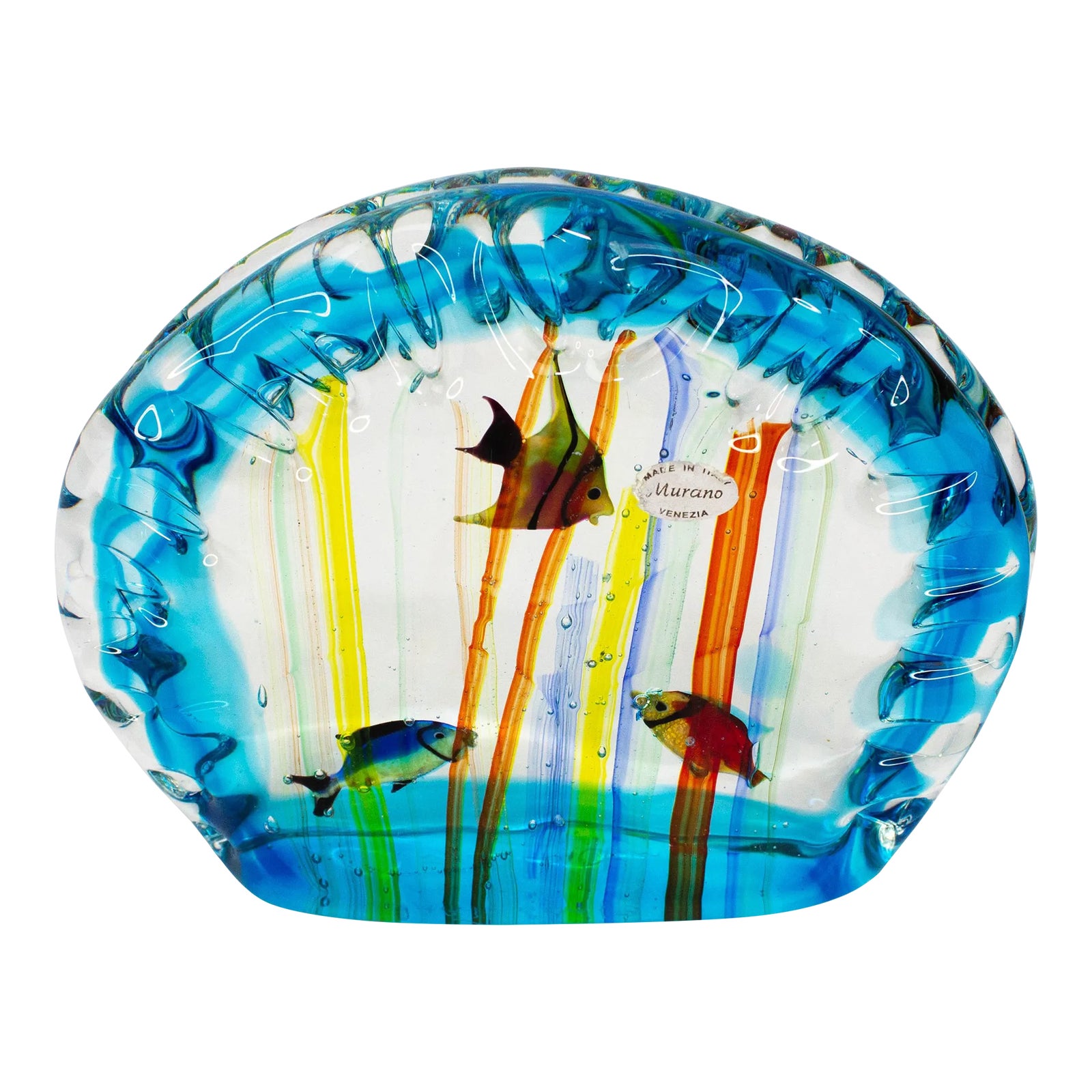 Vintage Sandro Frattin Murano Italy Hefty Fish Aquarium Tank Art Glass ...