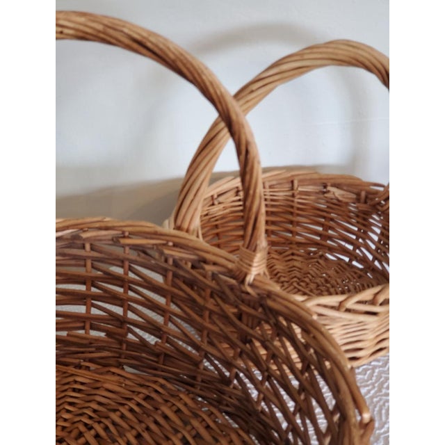 Pair of European Style Market Baskets, Large & Medium, Vintage | Chairish