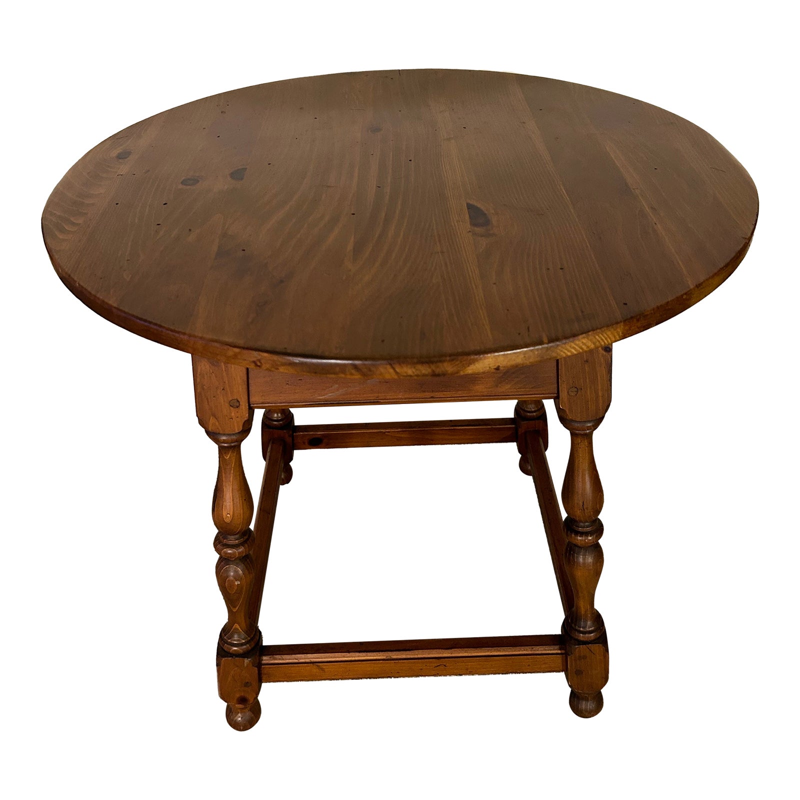 Mid 20th Century Ethan Allen Round Side Table Pine Wood | Chairish