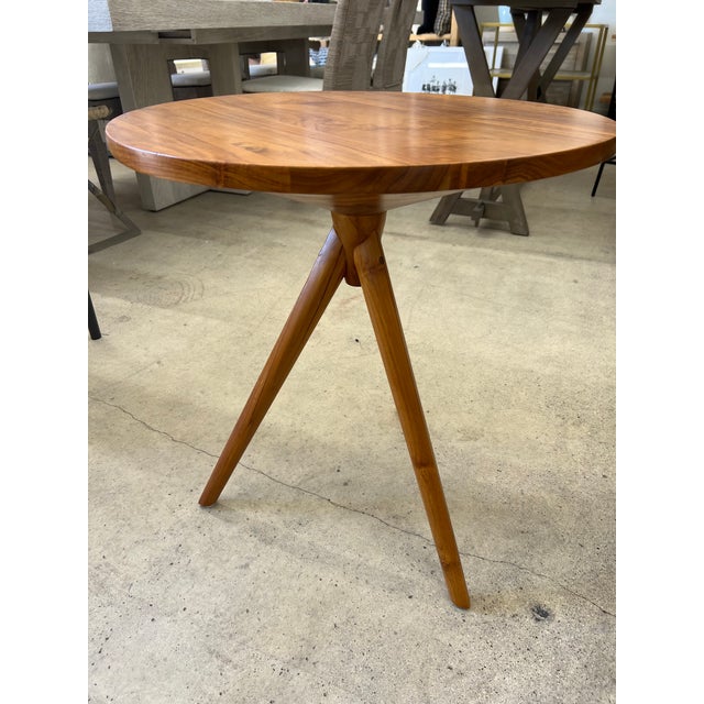 Round Teak Side Tables - a Pair | Chairish