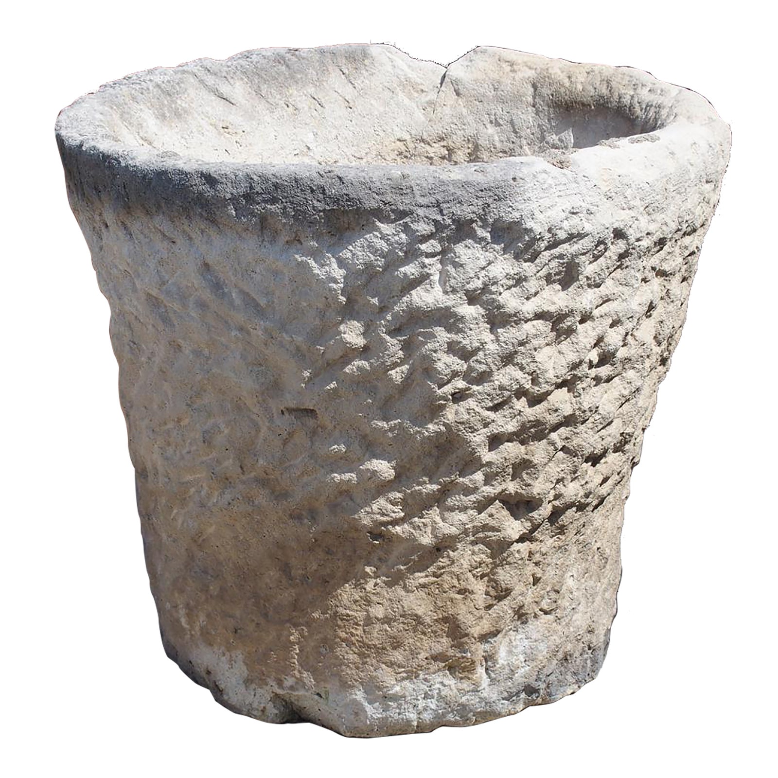 Antique Single Block Limestone Garden Pot From Italy, Circa 1900 | Chairish