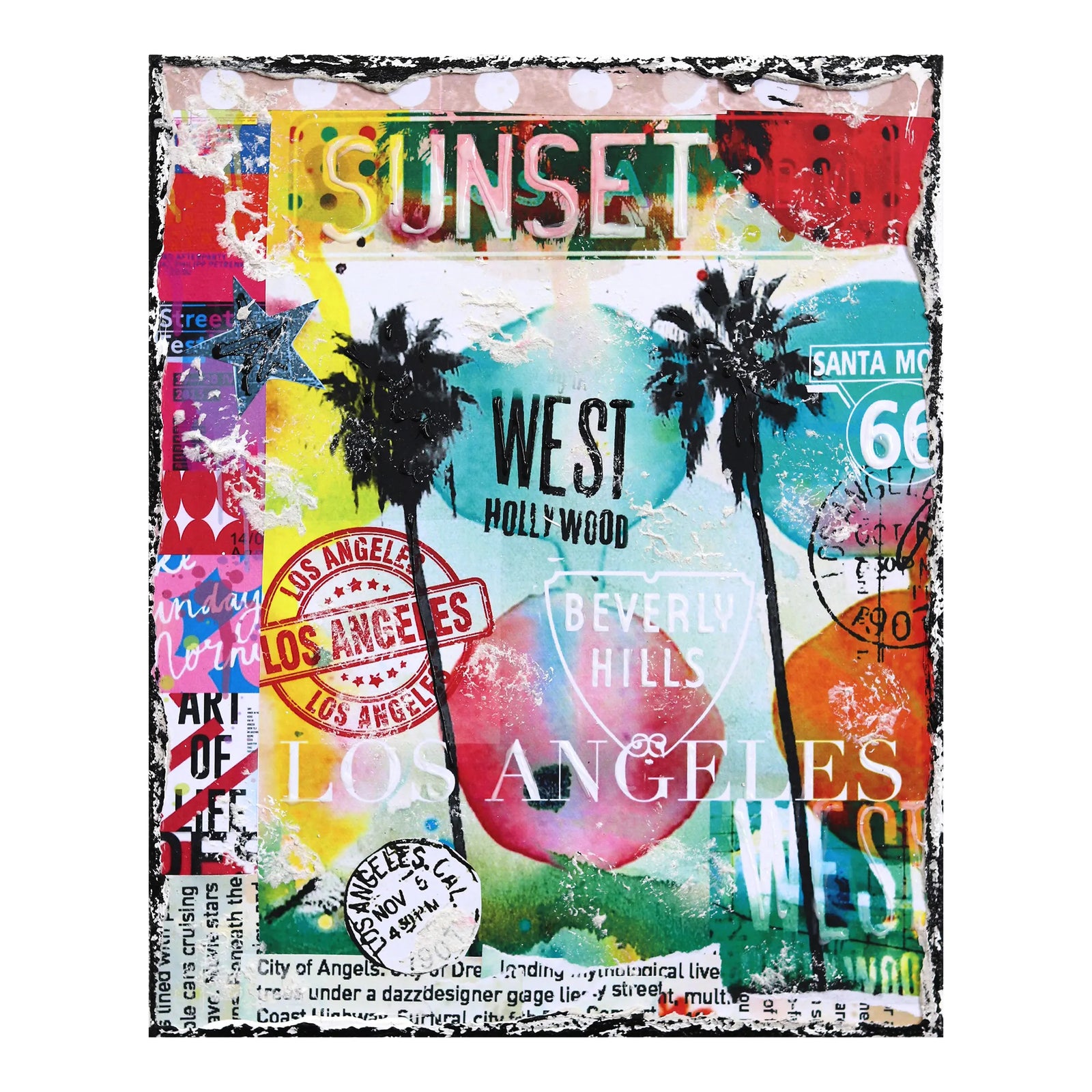 Loving Los Angeles - Abstract Textural Distressed City Collage Original ...
