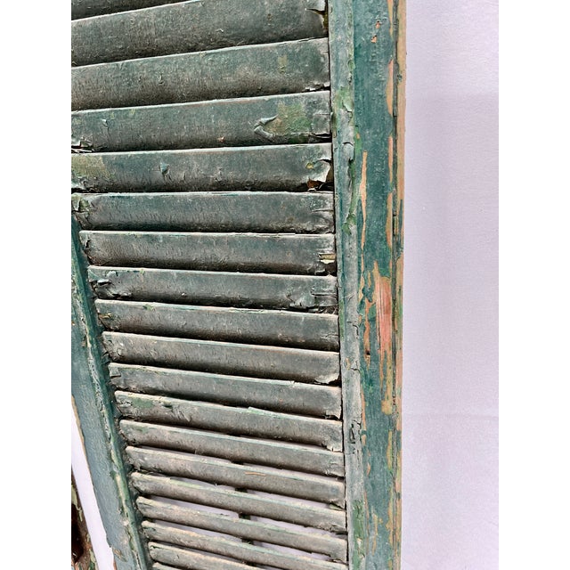 Vintage French Painted Louvered Shutters - a Pair | Chairish