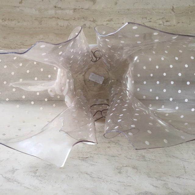 CT Designs Lucite White Stripes Polka Dots Handkerchief Vases - Set of 2 | Chairish