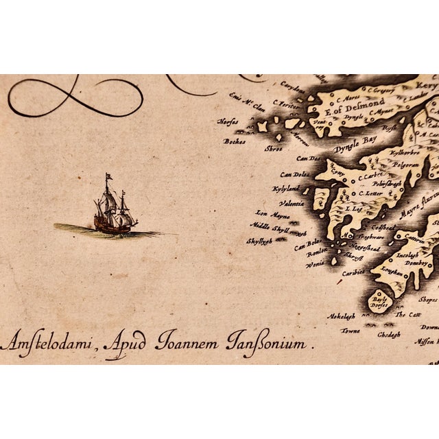 Ireland: A Framed 17th Century Hand-Colored Map by Jan Jannson, 1640 ...