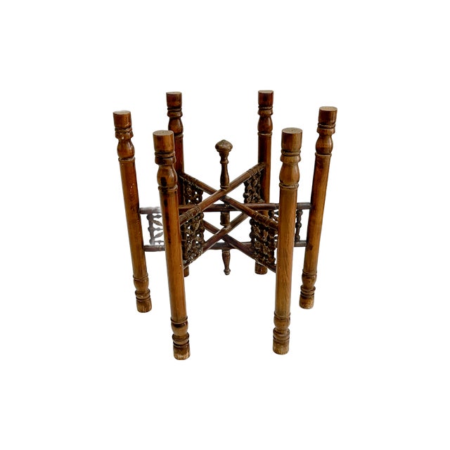 Mid 20th Century Moroccan Tray Table - Engraved Brass Tray Table Top ...