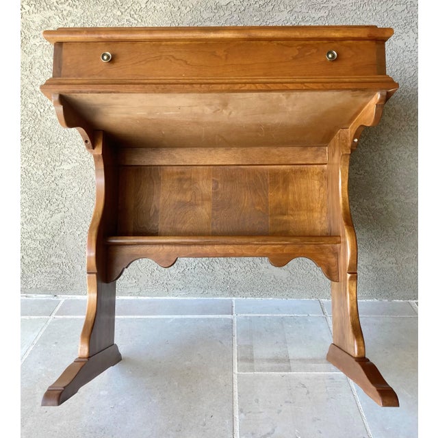 Mid 20th-Century Solid Maple Wood Schoolmaster’s Slant Top Trestle Base ...