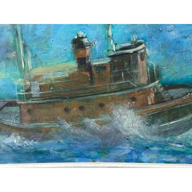 Vintage Midcentury Tugboat Painting | Chairish