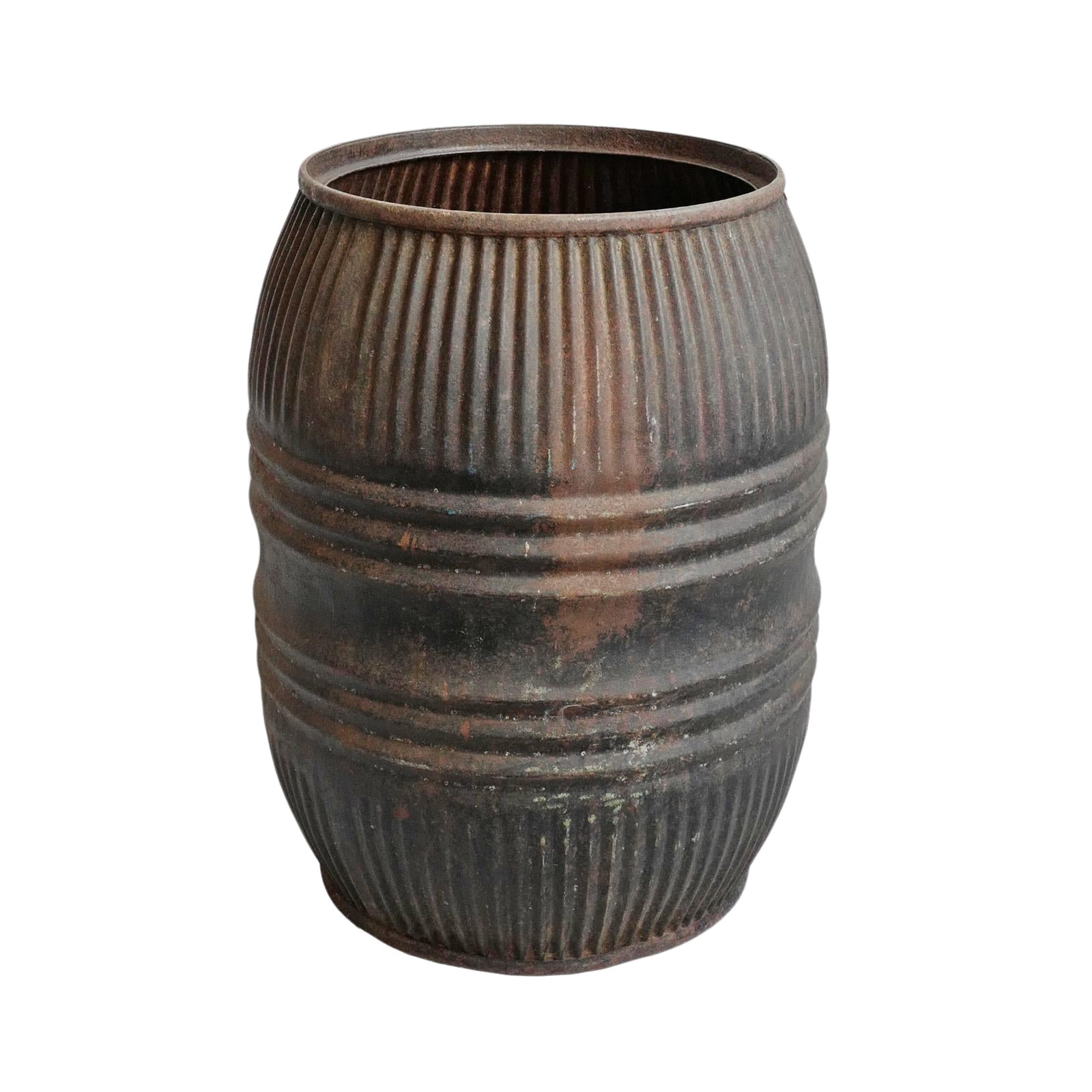 Vintage Iron Grain Barrel | Chairish