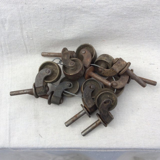 Antique Brass Castors - Set of 8 | Chairish