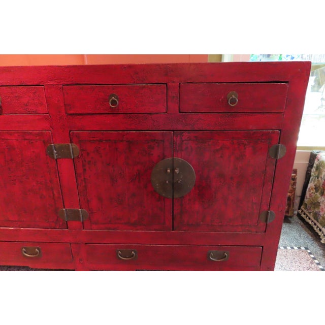 19th Century Chinese Red Lacquered Chest | Chairish