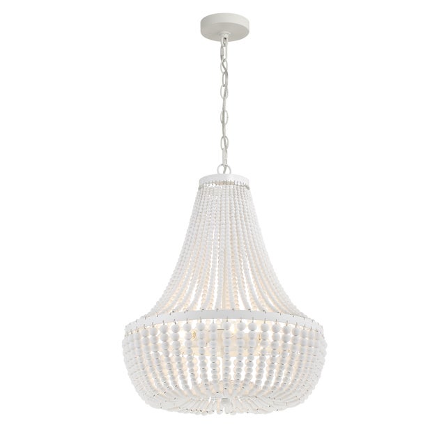 Rylee 6 Light Matte White Chandelier | Chairish