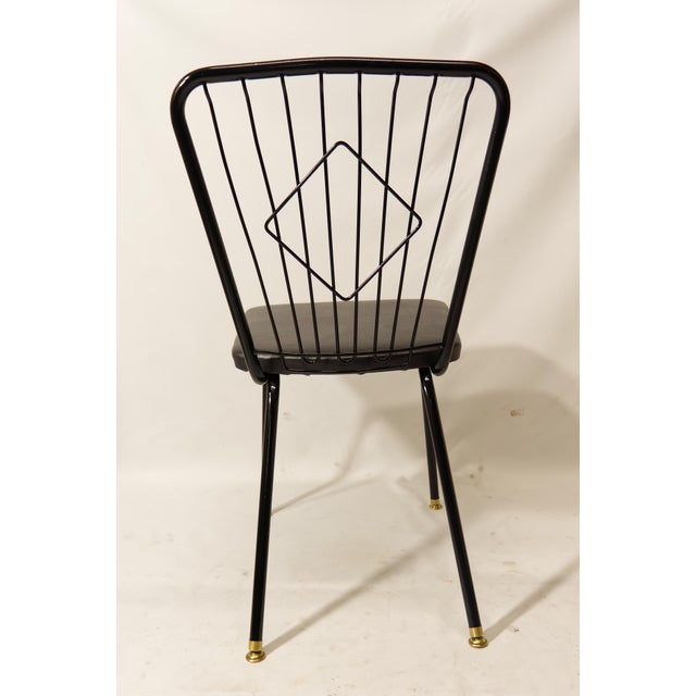 Mid Century Modern Black Metal Frame Kitchen Dining Chairs Set of 4 ...