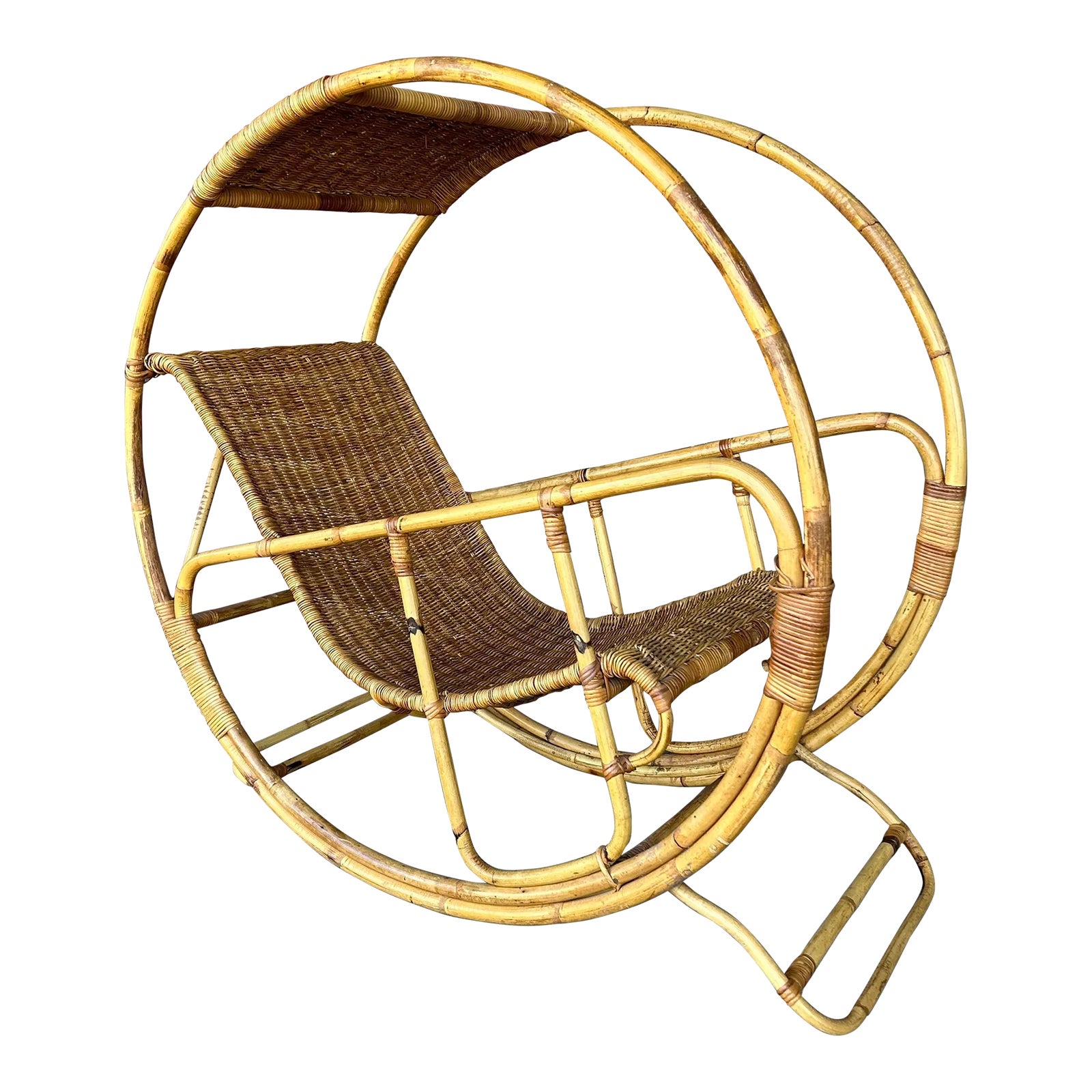 Franco Benttonica Dondolo Rattan Rocking Chair | Chairish