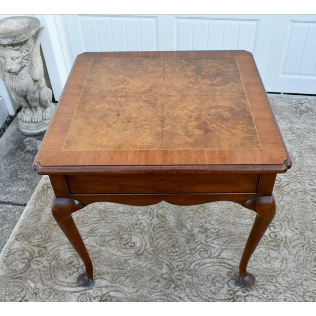 Vintage Kittinger Queen Anne Style Walnut & Burl Top Side Table W ...