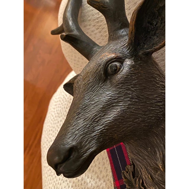 Contemporary Deer Buck Head 8 Point Antlers Wall Plaque on Plaid Fabric ...
