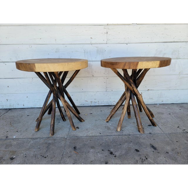 1990s Two Wooden Side Tables - a Pair | Chairish