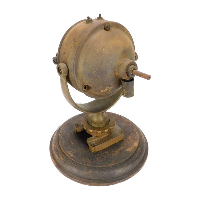 Vintage Industrial Decorative Iron Electric Motor on Wood Base | Chairish