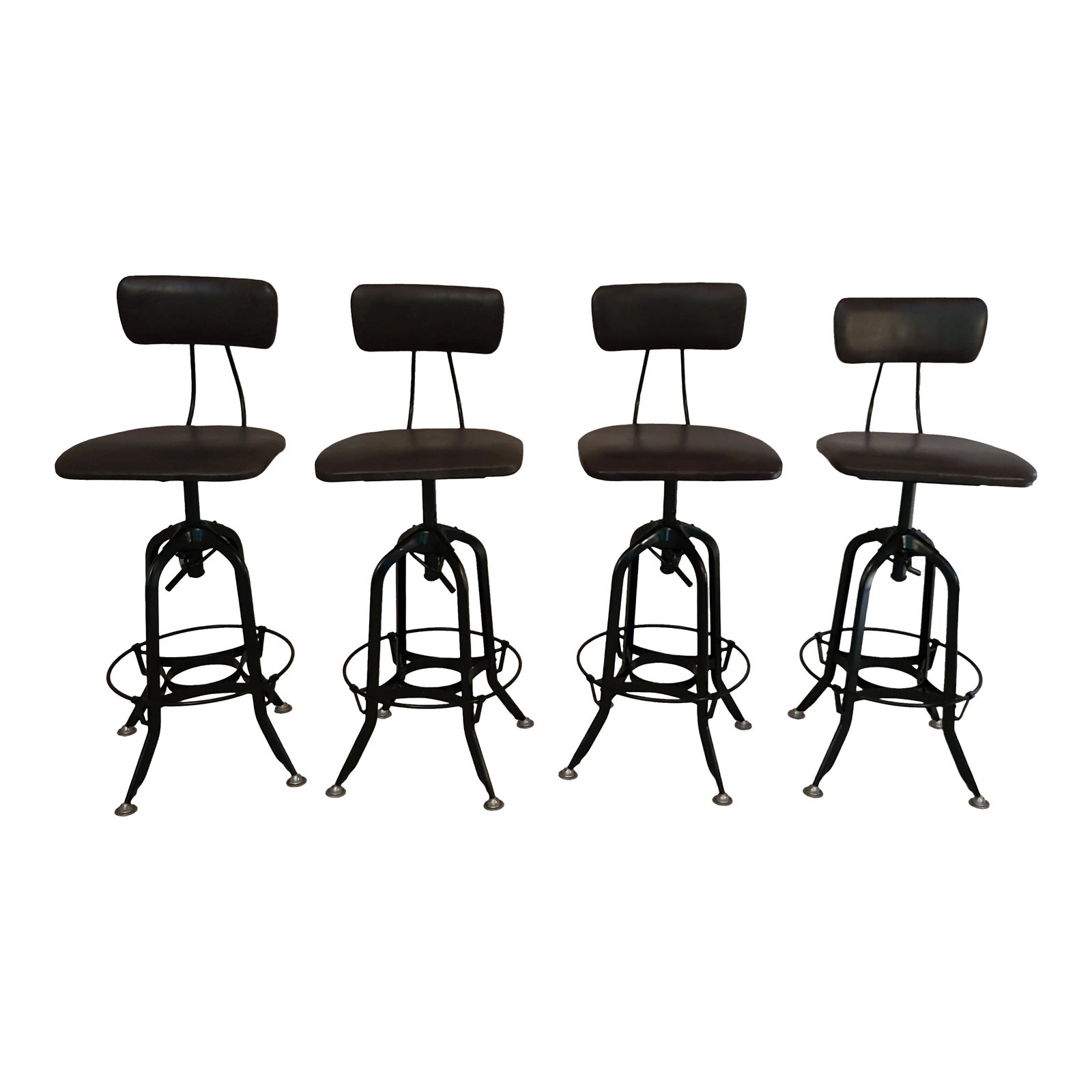 Late 20th Century Set of 4 Drafting Stools | Chairish