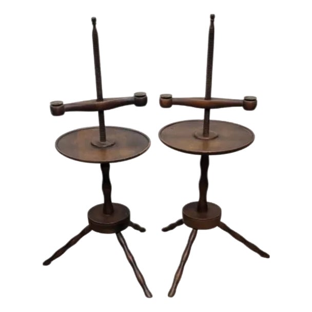 1940s Pair Cushman Furniture Early American Candle Stands | Chairish