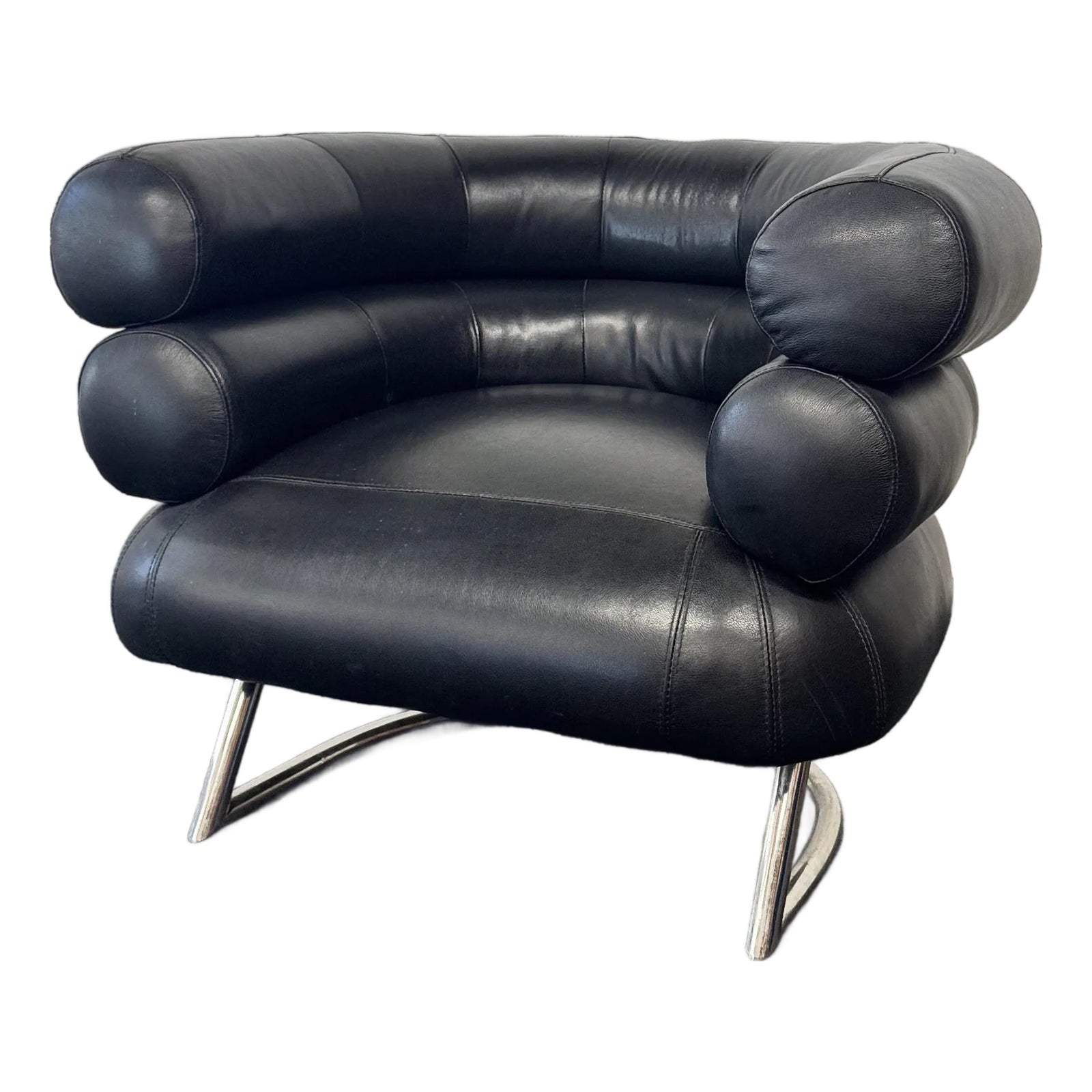 Leather Eileen Gray Bibendum Style Chair | Chairish