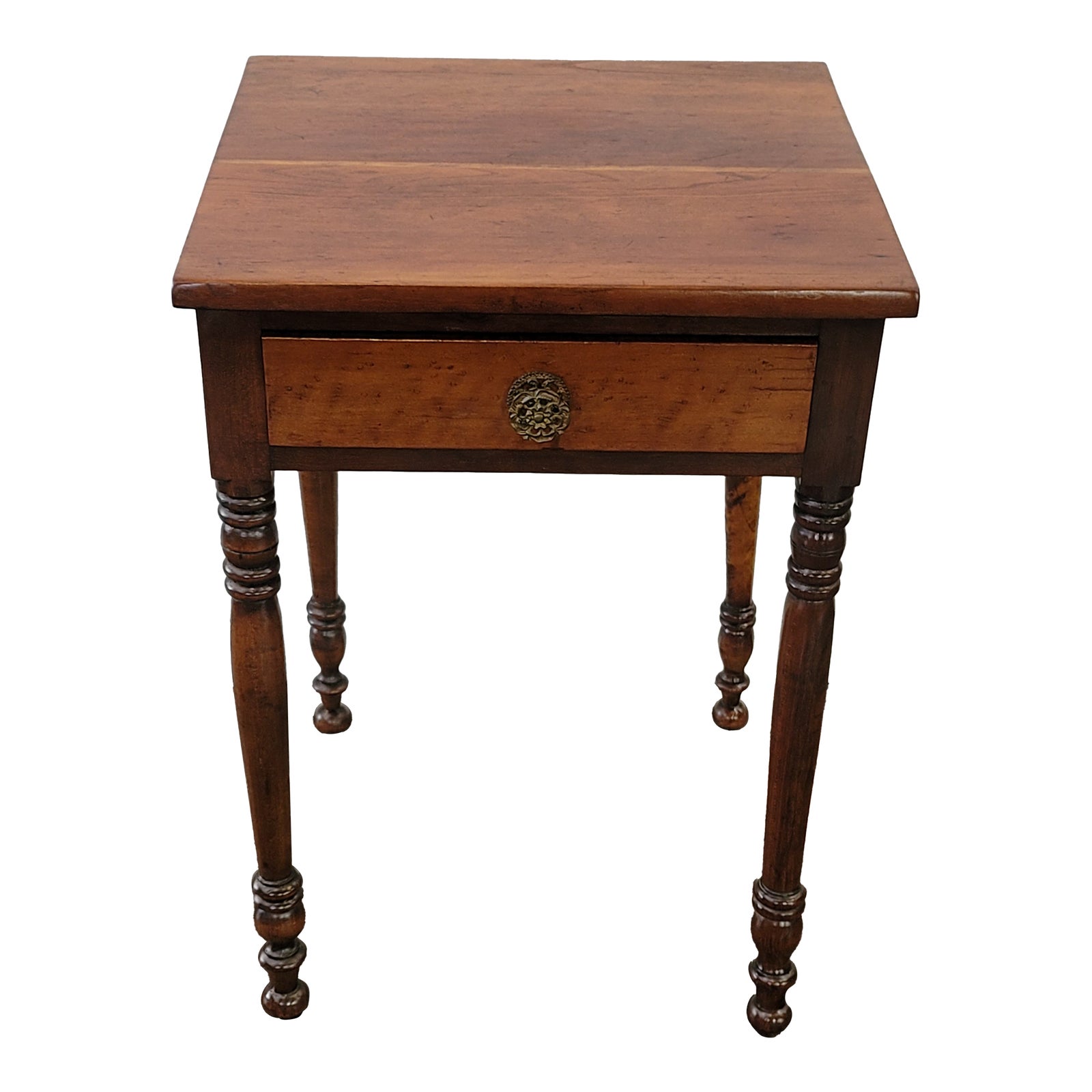Antique 1800s Side Table Early American Cherry Sheraton | Chairish