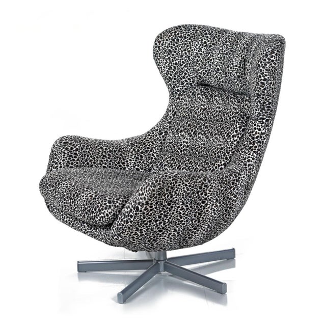 Pair of Vintage Fuzzy Leopard Arne Jacobsen Egg Chair Style Swivel ...