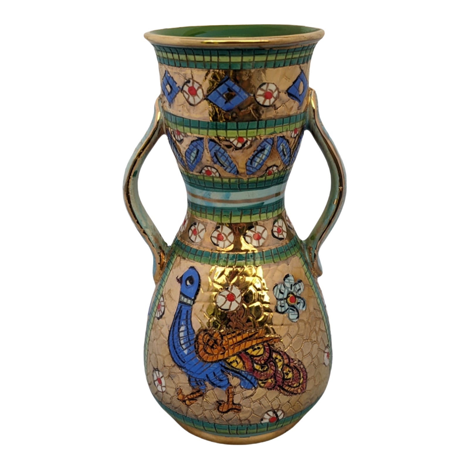 Vintage Mid 20th Century Mario Sambuco Byzantine Style Bird Themed Vase ...