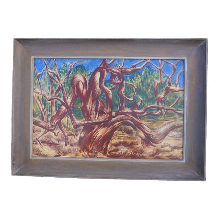 Old Tree by Joseph Knowles, c.1950, Egg Tempera on Board | Chairish