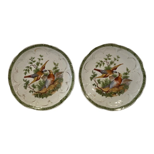 Antique 19th Century Hand-Painted Bird Plates- a Pair | Chairish