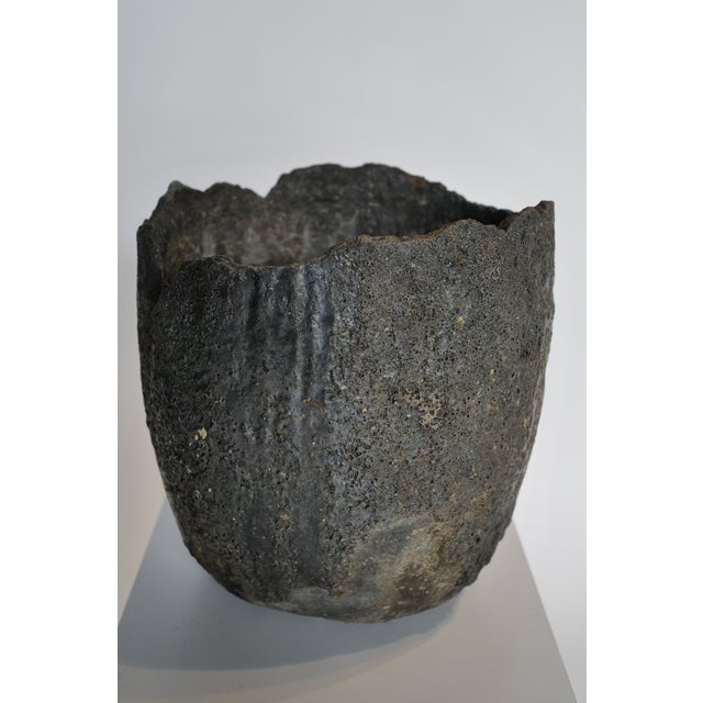 Vintage Brutalist Crucible Vessel Pot Planter | Chairish