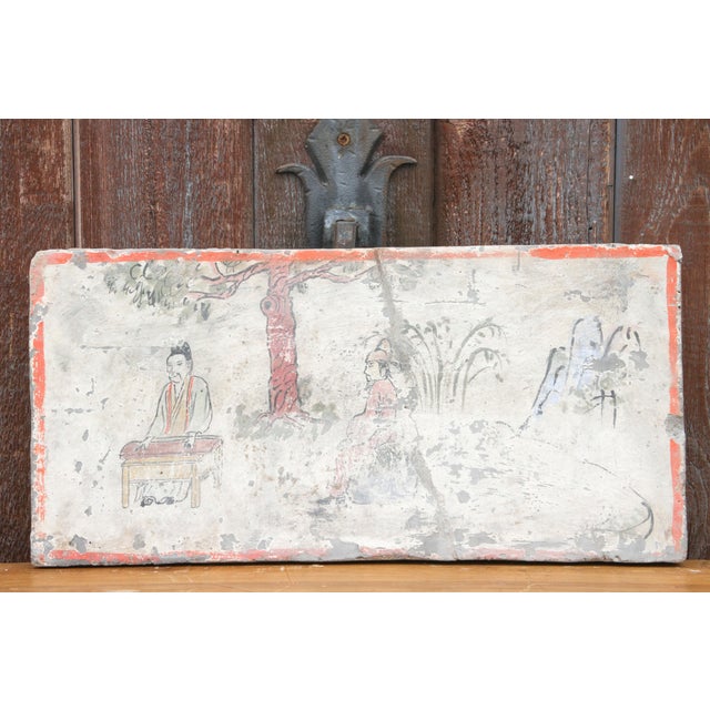 Hand-Painted Liao Dynasty Style Mural Tile | Chairish
