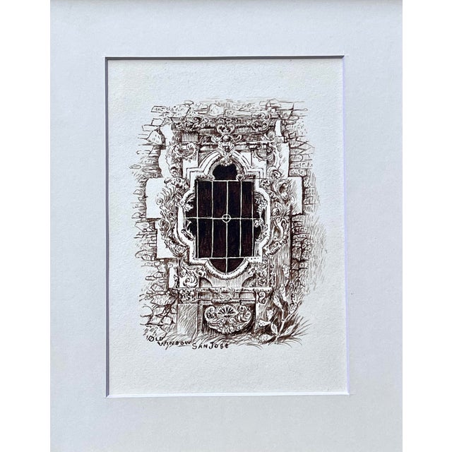 Antique Original Pen and Ink Drawing of a Old Window San Jose 19th ...