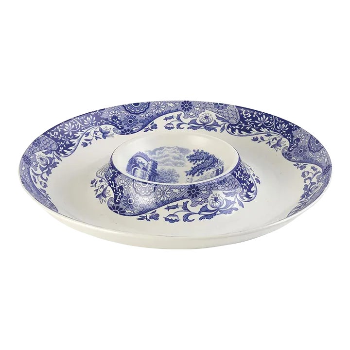Spode Blue Italian Chip & Dip 14.5" | Chairish